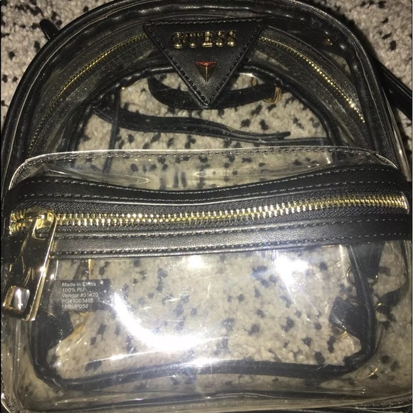 Guess Bags | Pvc Clear Plastic And Black Mini Guess Backpack | Poshmark